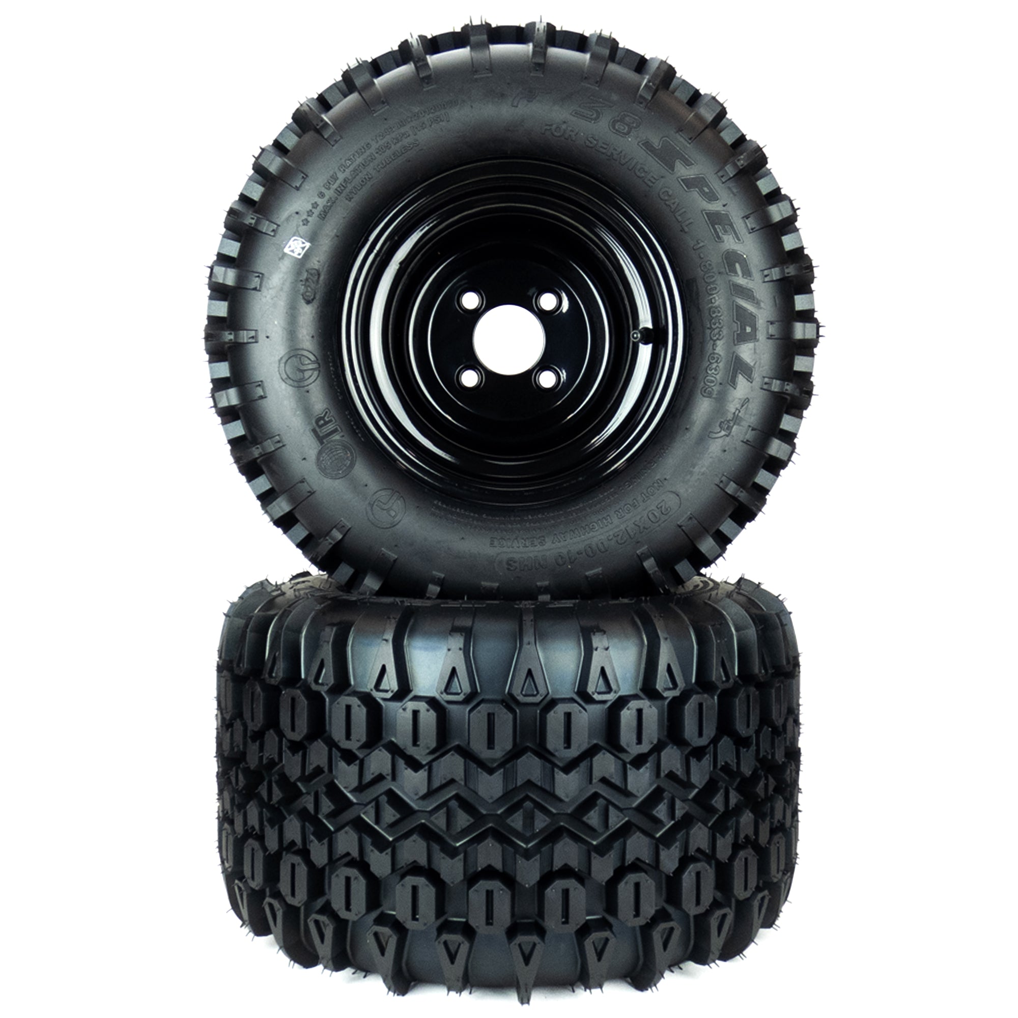 (2) Wide Stance Aggressive Tire Assemblies 20x12.00-10 Fits Scag Liber ...