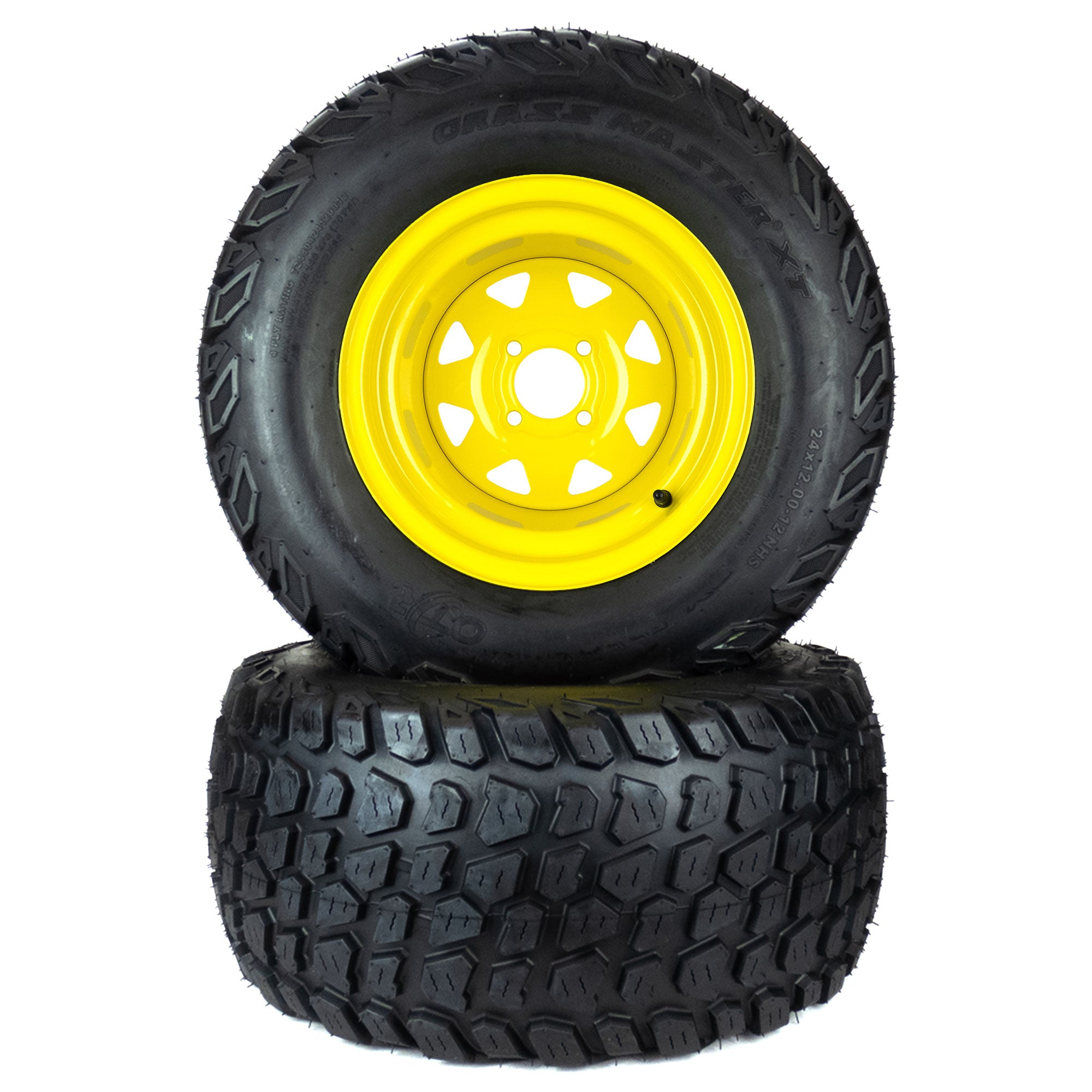 (2) Grassmaster XT Tire Assemblies 24x12.00-12 Fits John Deere ZTrak P ...