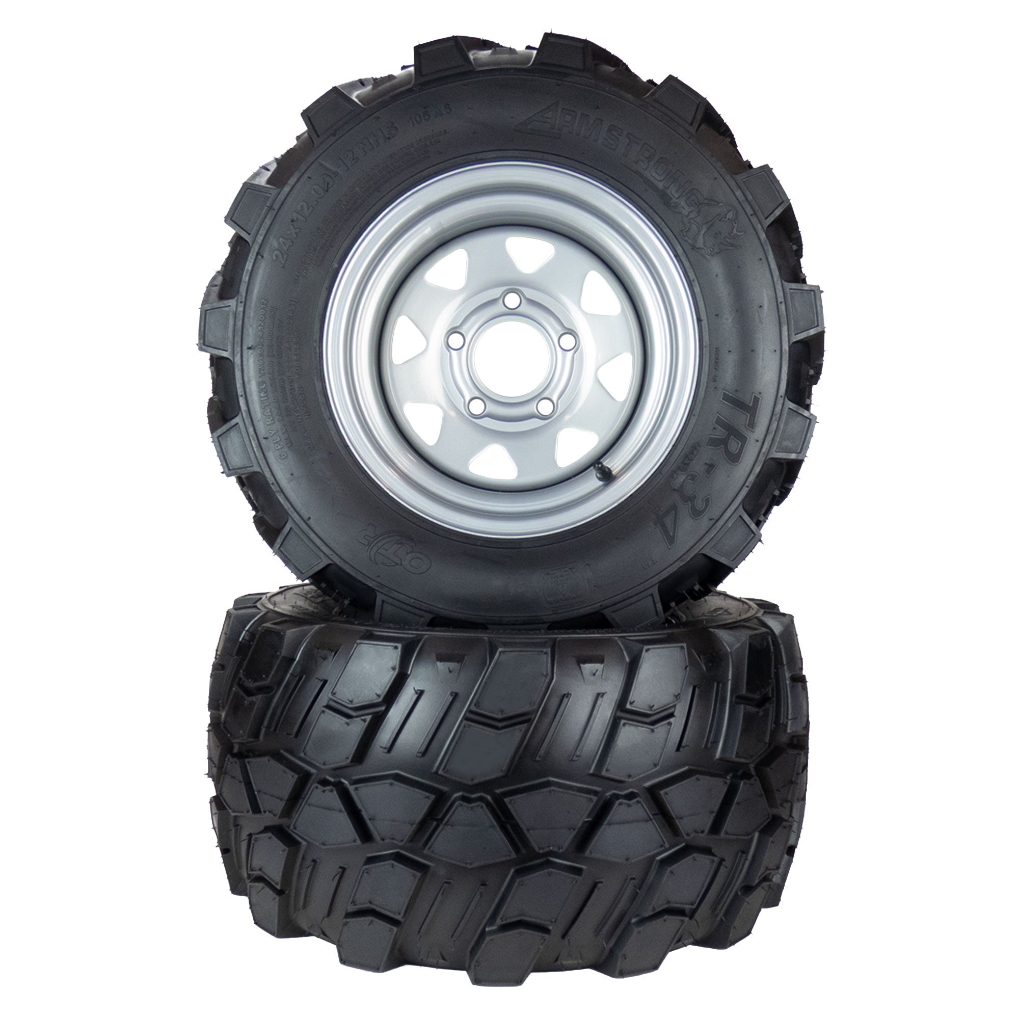 (2) Aggressive Tire Assemblies 24x12.00-12 Fits Hustler Super Z 60" 60 ...