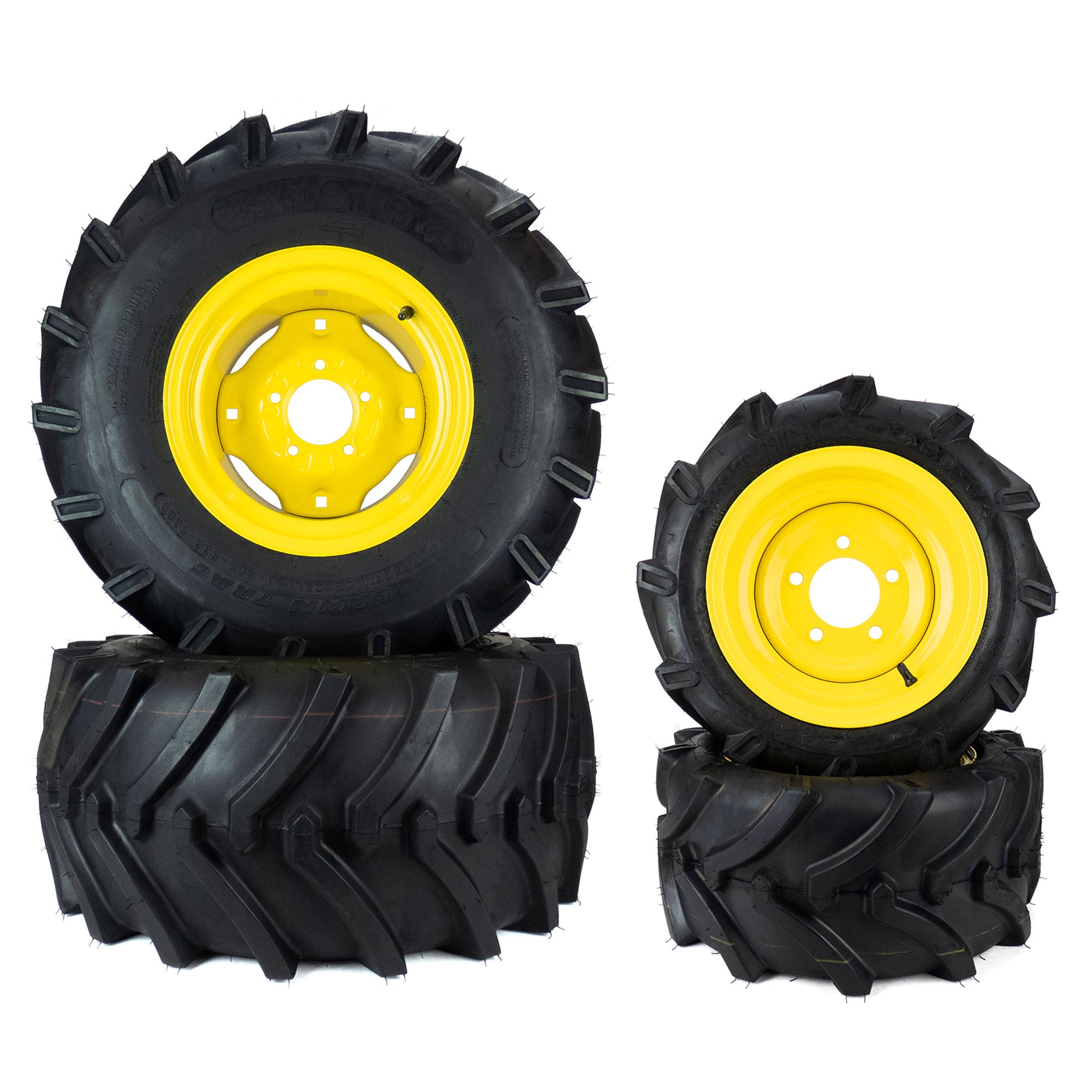 (4) Aggressive Tire Assemblies 26x12.00-12 18x8.50-10 Fits John Deere ...