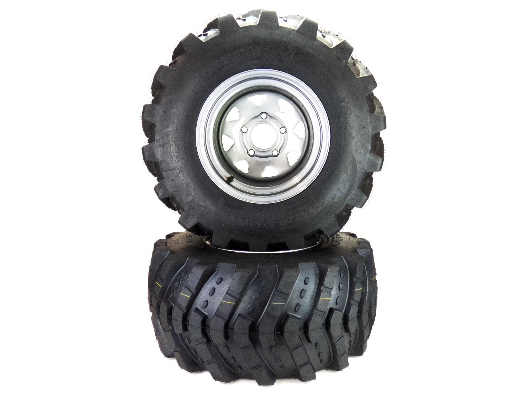 (2) Aggressive Tire Assemblies 26x12.00-12 Fits Hustler Super 104 6039 ...